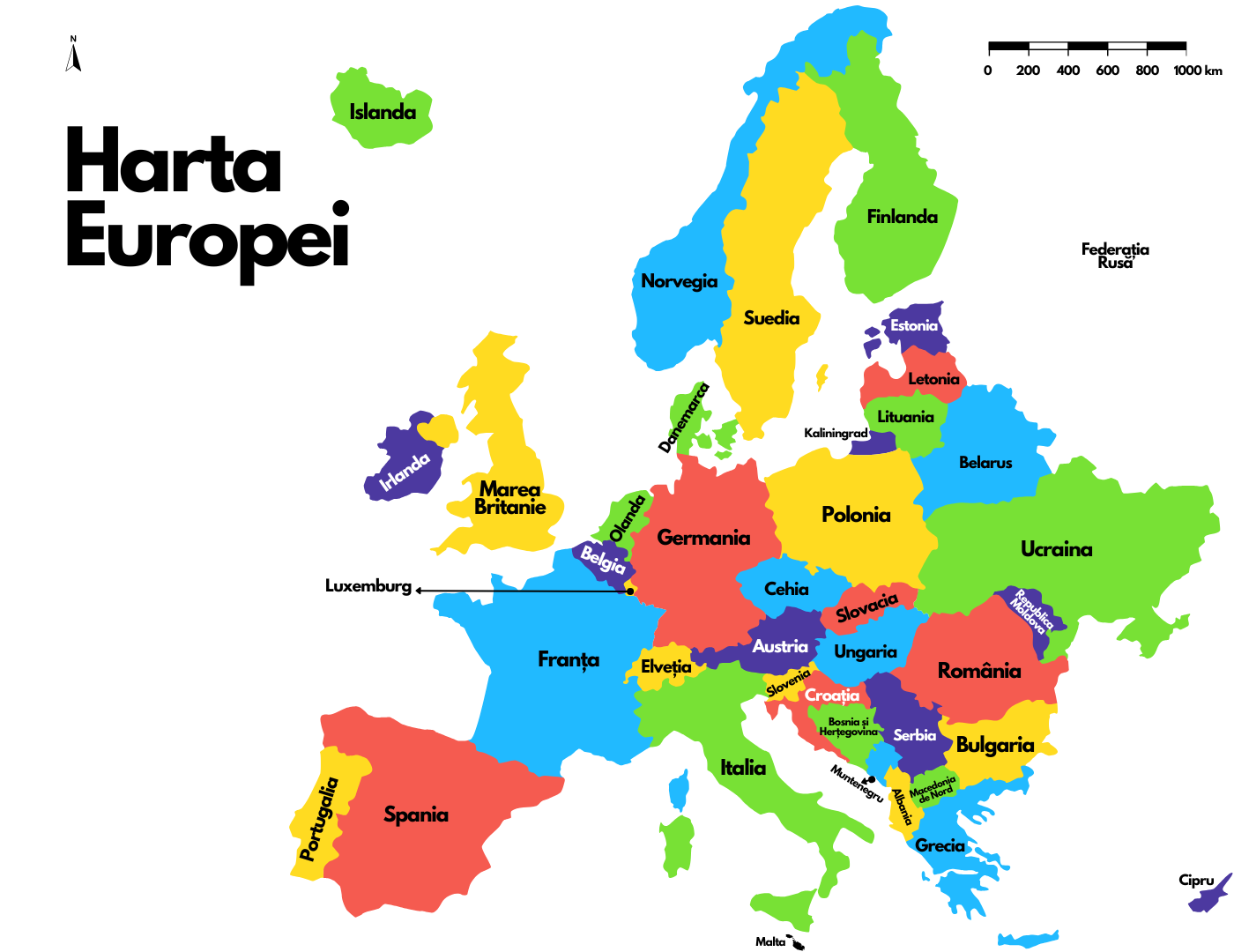 Harta Europei - Câte țări sunt în Europa și care sunt acestea - iTurist.ro